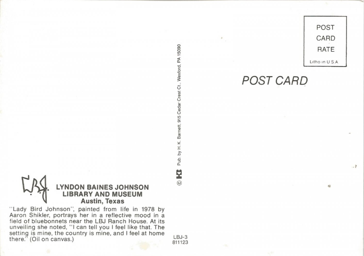 Lady Bird Johnson postcard (#30)