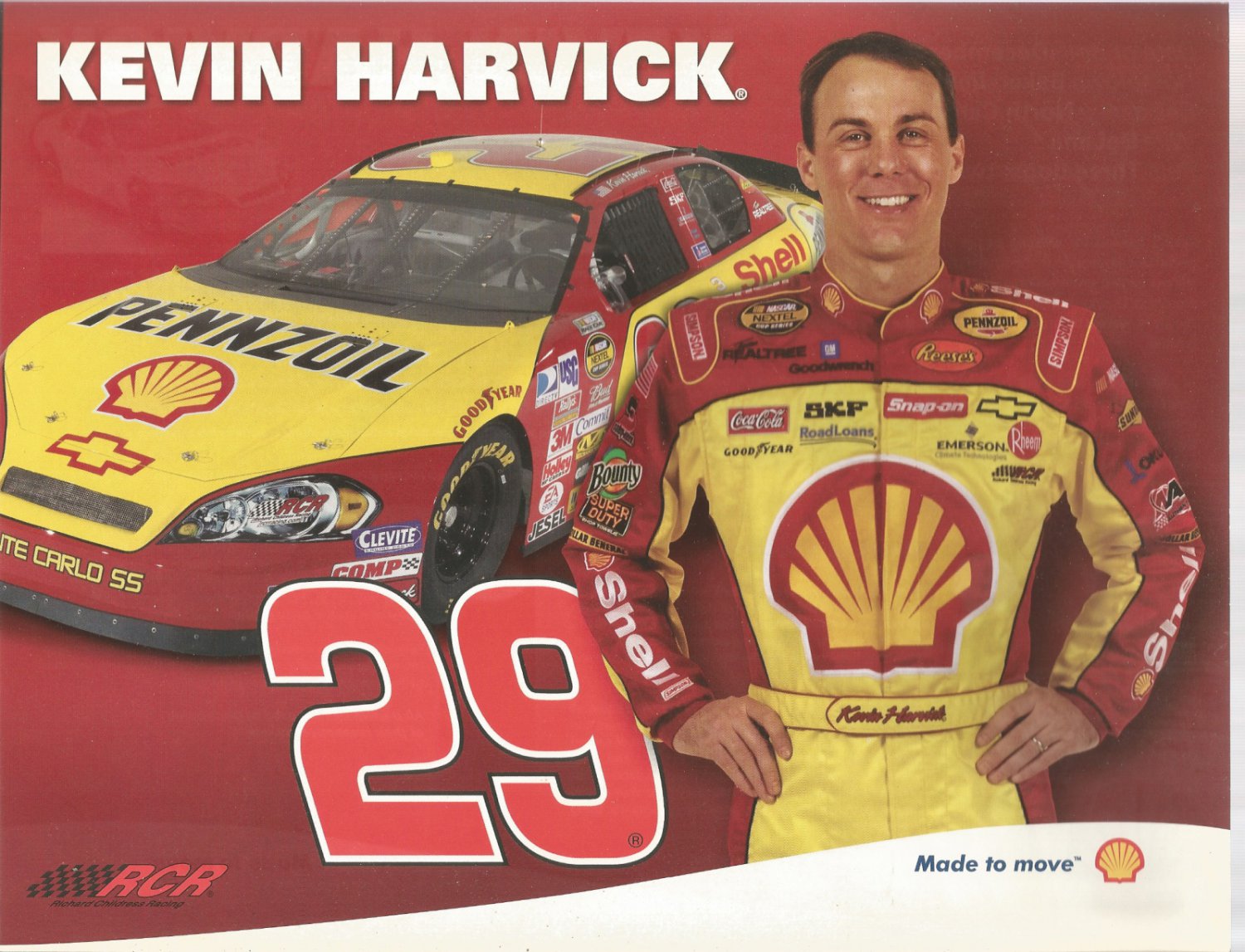 Kevin Harvick Shell Penzoil # 29 information card