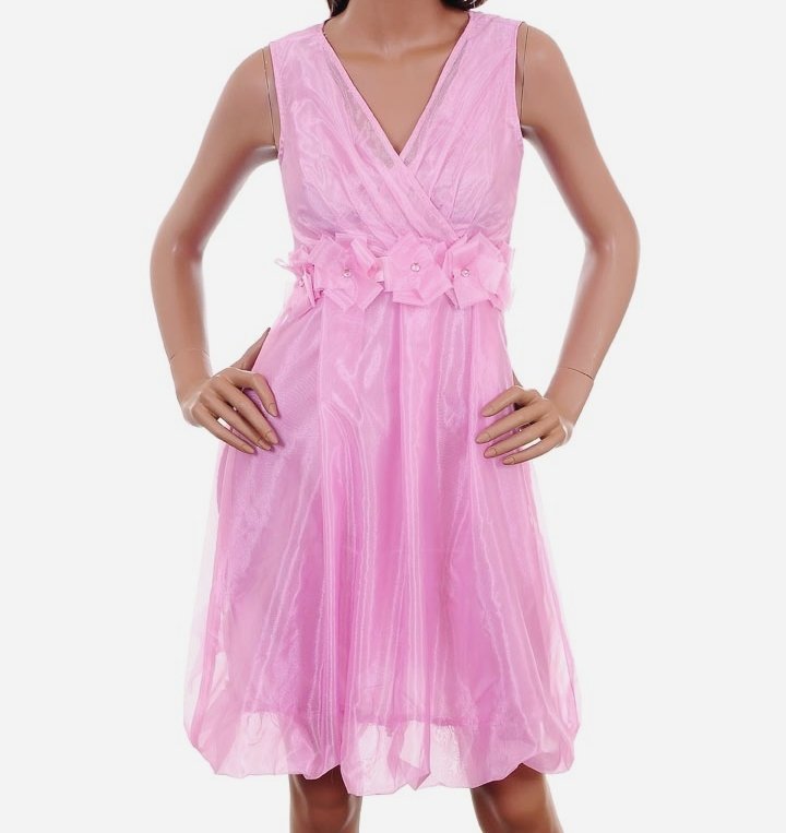 50s Irridescent Rosette Balloon Bottom Cocktail Dress Wedding Prom