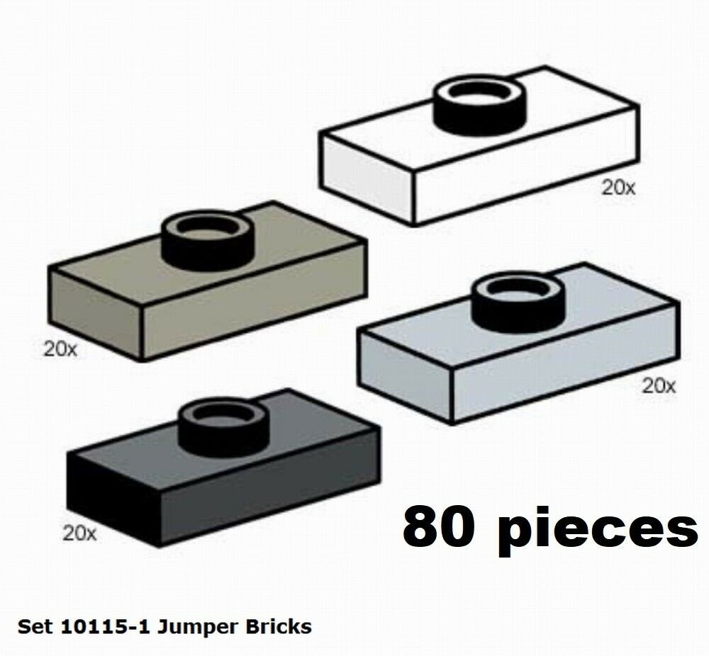 LEGO 3794 3794a 10115 Bulk Lot 80x 1x2 Plate Center Stud Black Grey ...