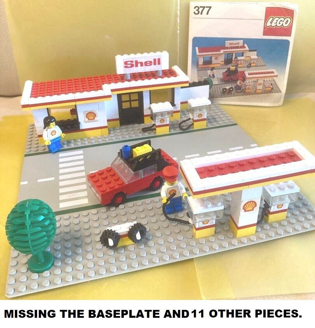 LEGO Town Set 377 Shell Gas Service Station Legoland + Instructions