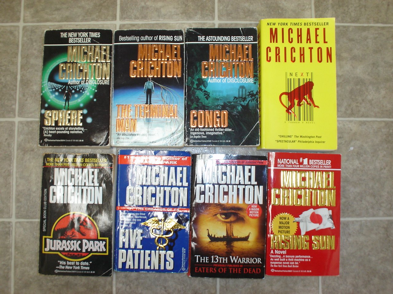 Michael Crichton Lot of 8 pb Thriller novels books
