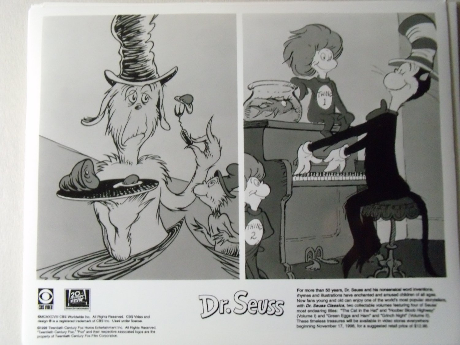 Dr. Seuss Classics 1998 photo 8x10 the cat in the hat green eggs and ham