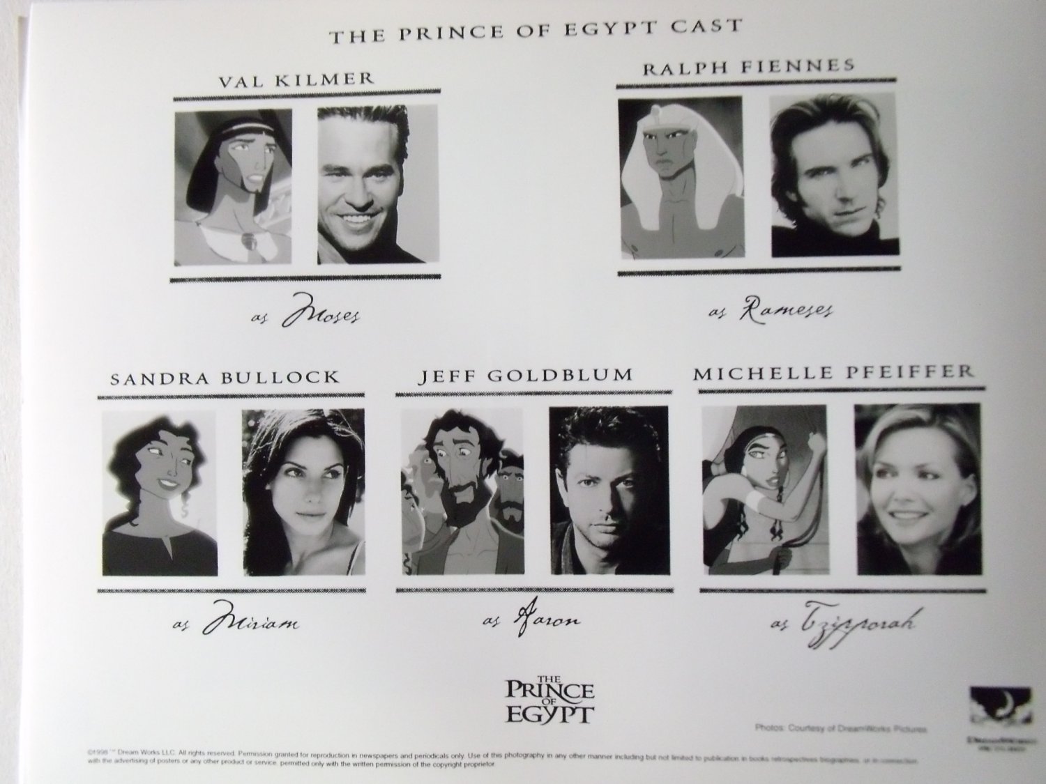 The Prince of Egypt 1998 photo 8x10 sandra bullock jeff goldblum michelle pfeiffer