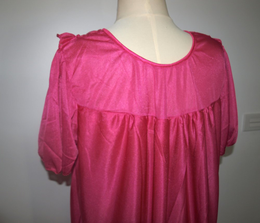 VINTAGE SHEER NYLON SLEEP WEAR, LACE DETAIL Raspberry COLOR,WOMENS ...