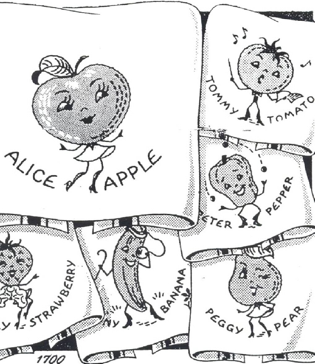 Alice Apple & More Anthro Fruit embroidery transfer pattern mo1700