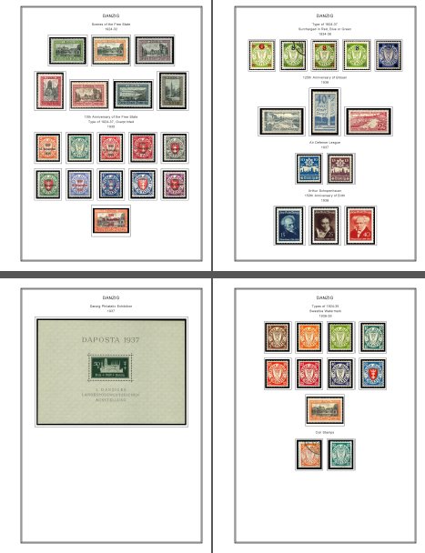 DANZIG STAMP ALBUM PAGES CD 1920-1939 (33 color illustrated pages)