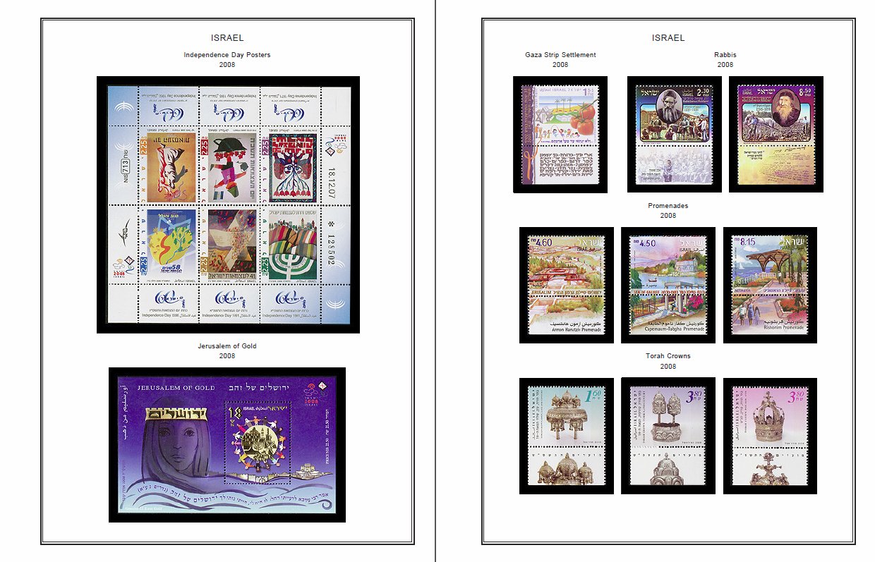 ISRAEL STAMP ALBUM PAGES CD 1948-2009 (280 color illustrated pages)