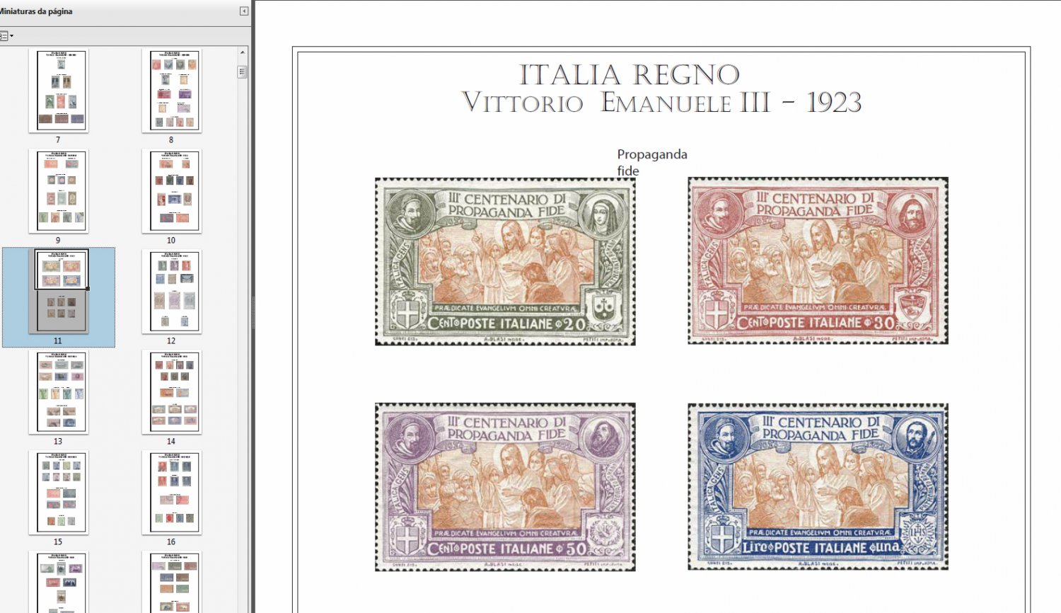 ITALY STAMP ALBUM PAGES CD 1861-2011 (461 color illustrated pages)