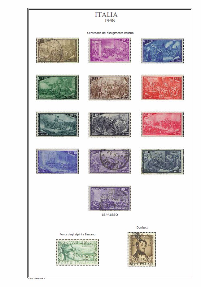 ITALY STAMP ALBUM PAGES CD 1861-2011 (461 color illustrated pages)