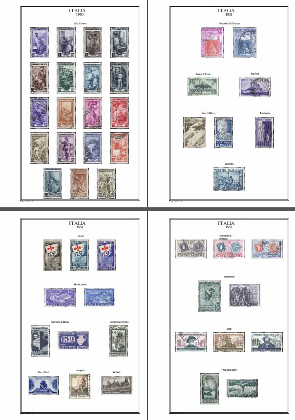 ITALY STAMP ALBUM PAGES CD 1861-2011 (461 color illustrated pages)