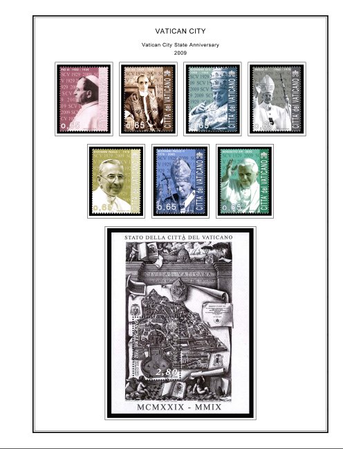 VATICAN CITY STAMP ALBUM PAGES 1921-2011 (191 color illustrated pages)