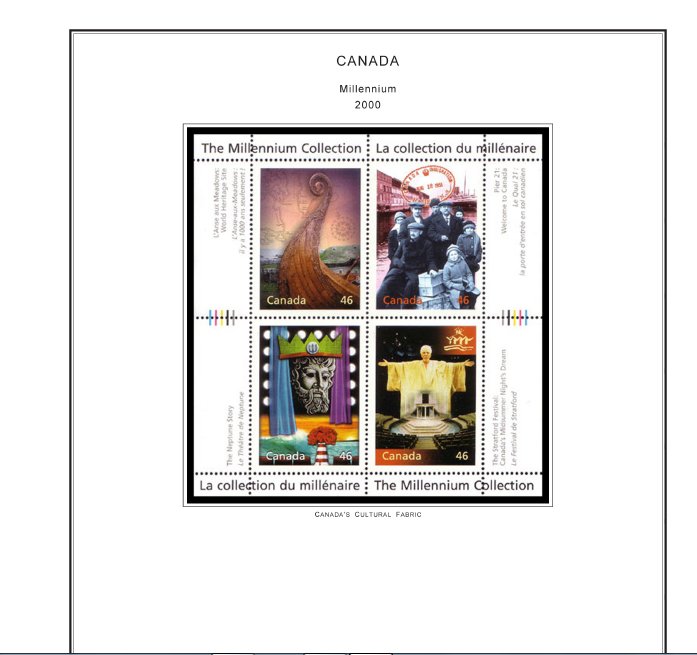COLOR PRINTED CANADA 2000-2002 STAMP ALBUM PAGES (45 illustrated pages)