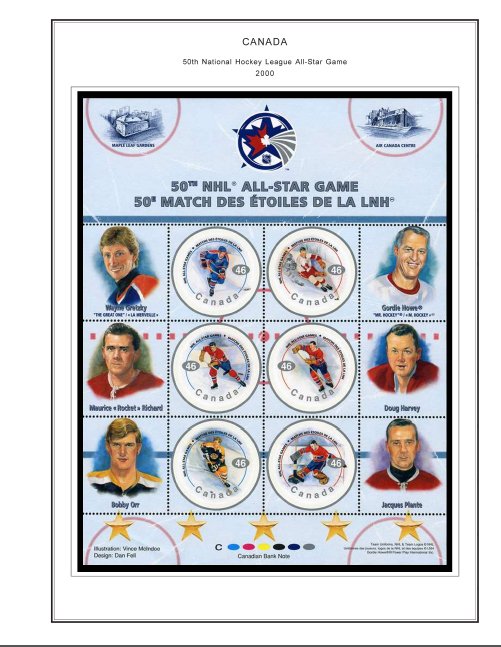 COLOR PRINTED CANADA 2000-2002 STAMP ALBUM PAGES (45 illustrated pages)