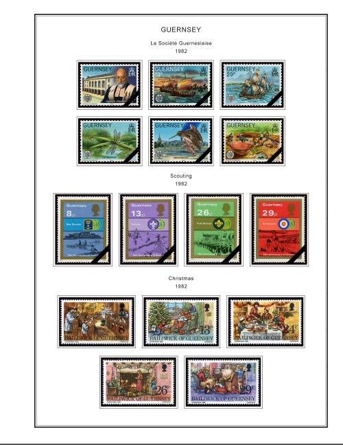 COLOR PRINTED GUERNSEY 1958-2010 STAMP ALBUM PAGES (145 illustrated pages)