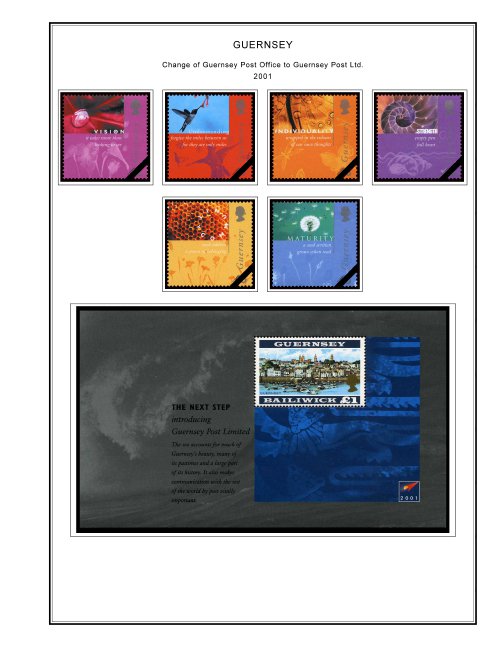 COLOR PRINTED GUERNSEY 1958-2010 STAMP ALBUM PAGES (145 illustrated pages)