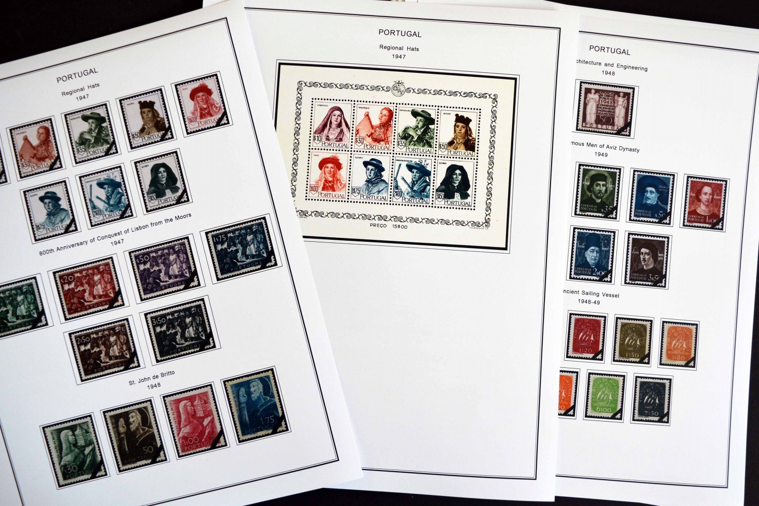 COLOR PRINTED PORTUGAL 1941-1973 STAMP ALBUM PAGES (58 illustrated pages)