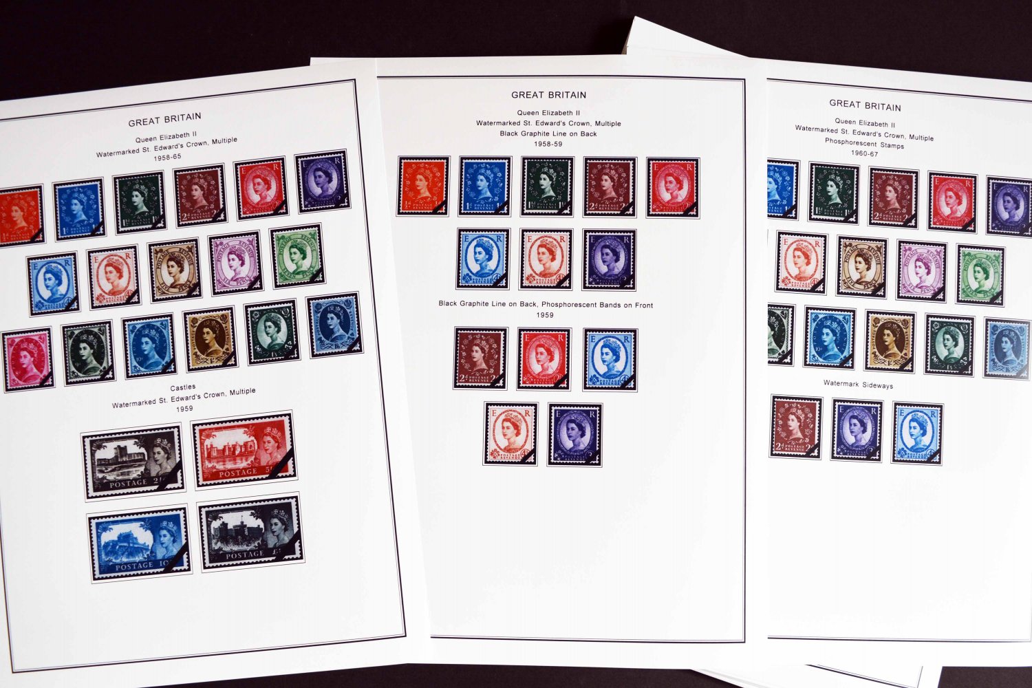 COLOR PRINTED GREAT BRITAIN 1952-1977 STAMP ALBUM PAGES (55 illustrated ...