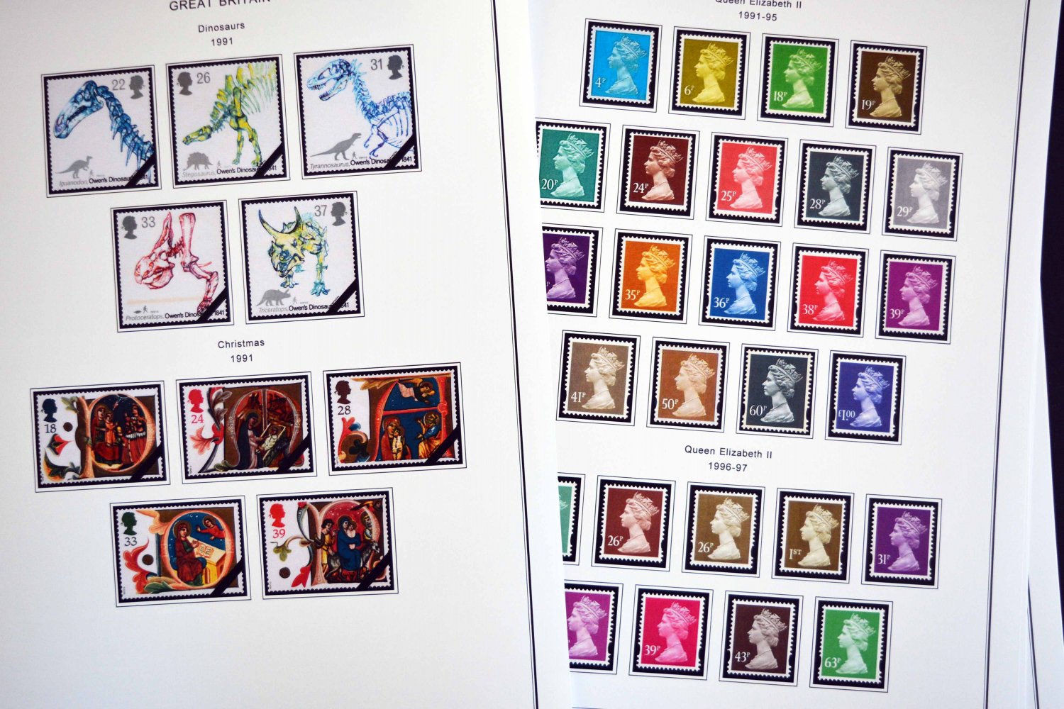 COLOR PRINTED GREAT BRITAIN 1990-1999 STAMP ALBUM PAGES (58 illustrated ...