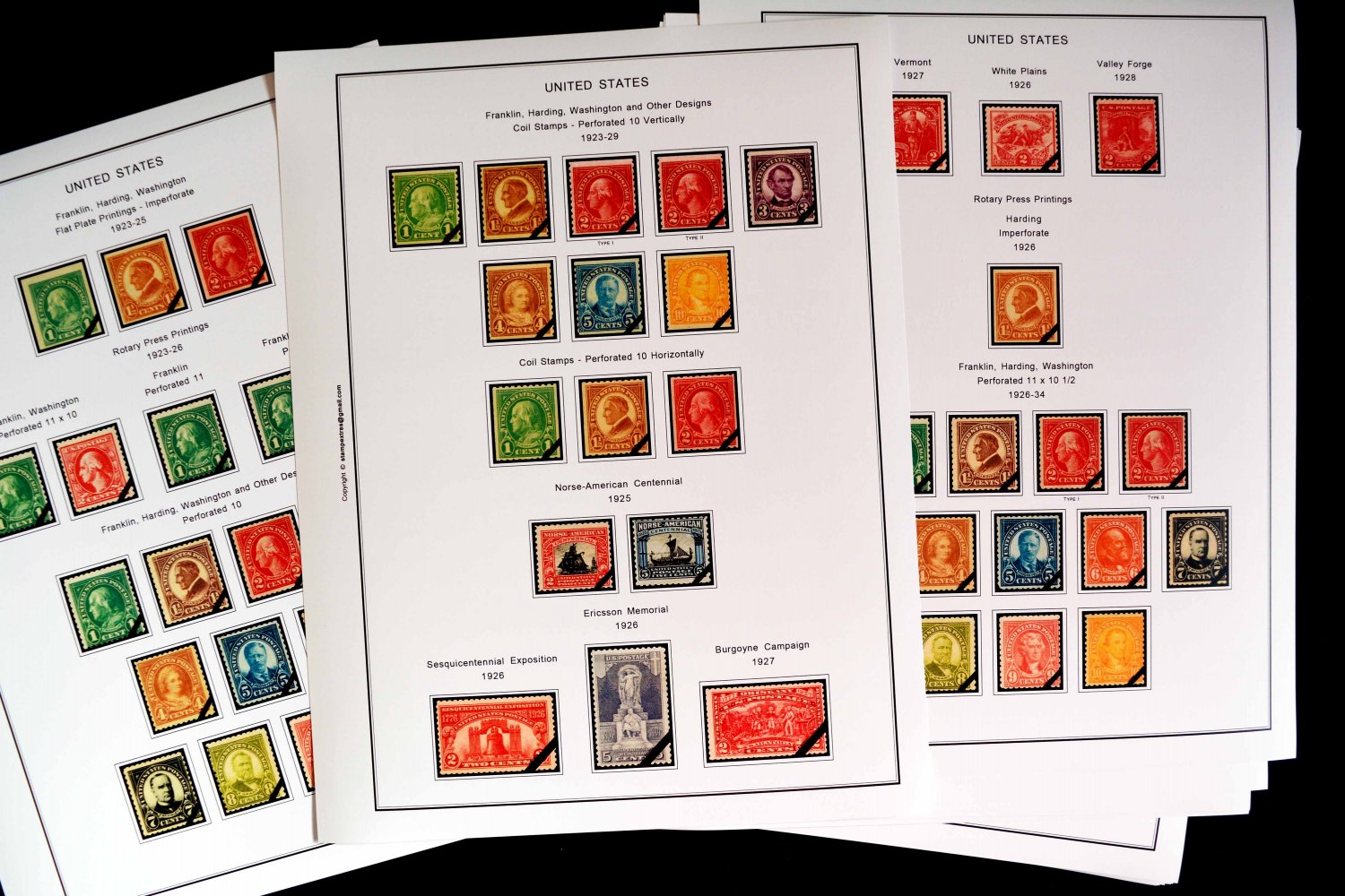 COLOR PRINTED U.S.A. 1920-1939 STAMP ALBUM PAGES (29 illustrated pages)