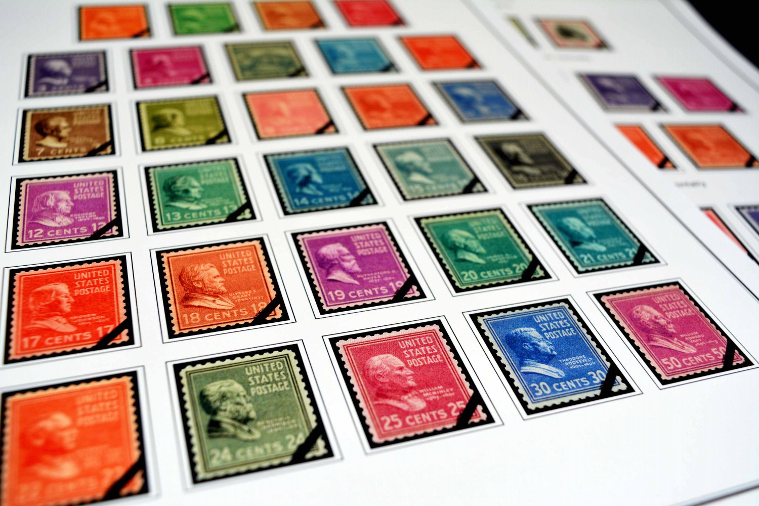 COLOR PRINTED U.S.A. 1920-1939 STAMP ALBUM PAGES (29 illustrated pages)