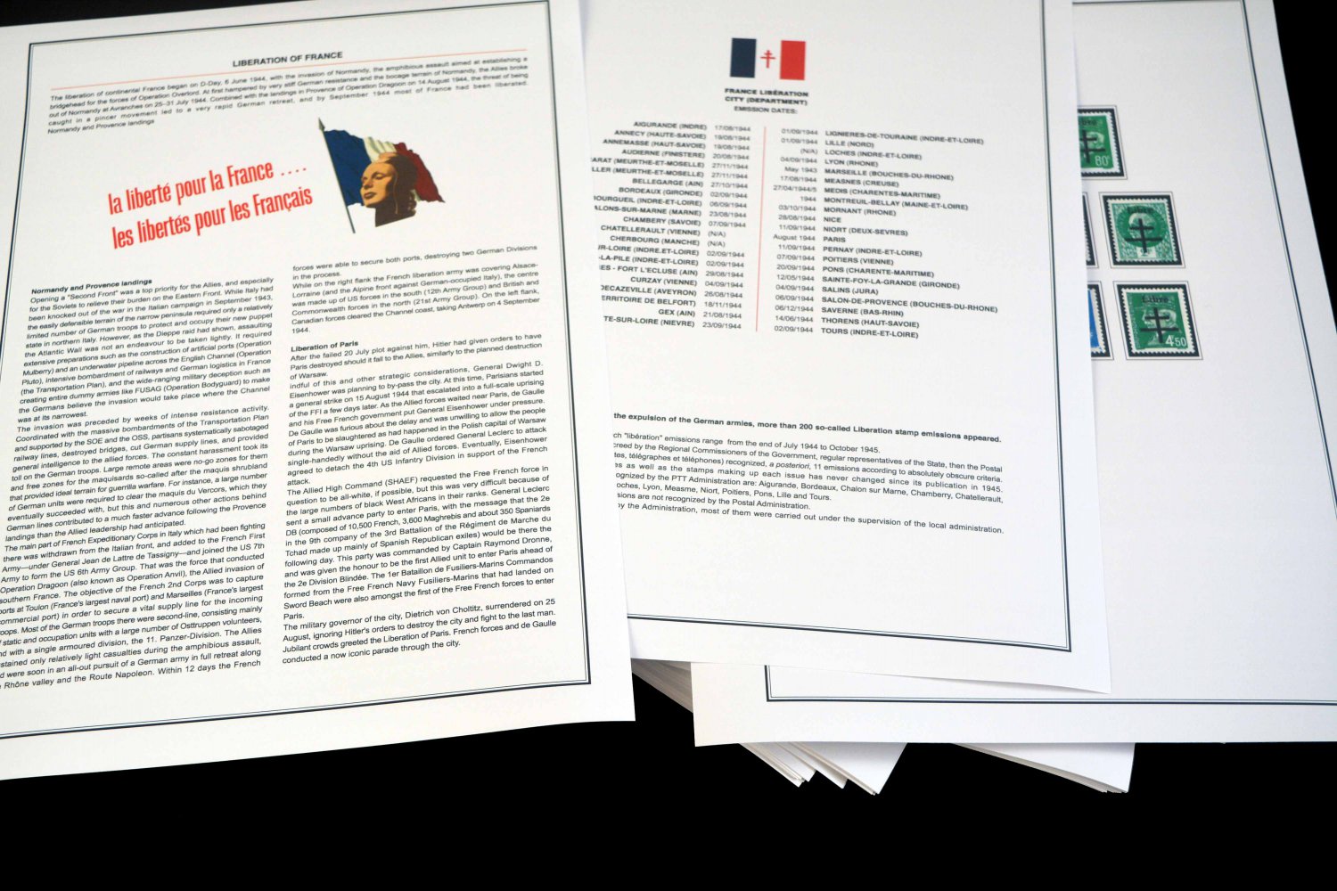 COLOR PRINTED FRANCE [LIBÉRATION] 1944 STAMP ALBUM PAGES (60 ...