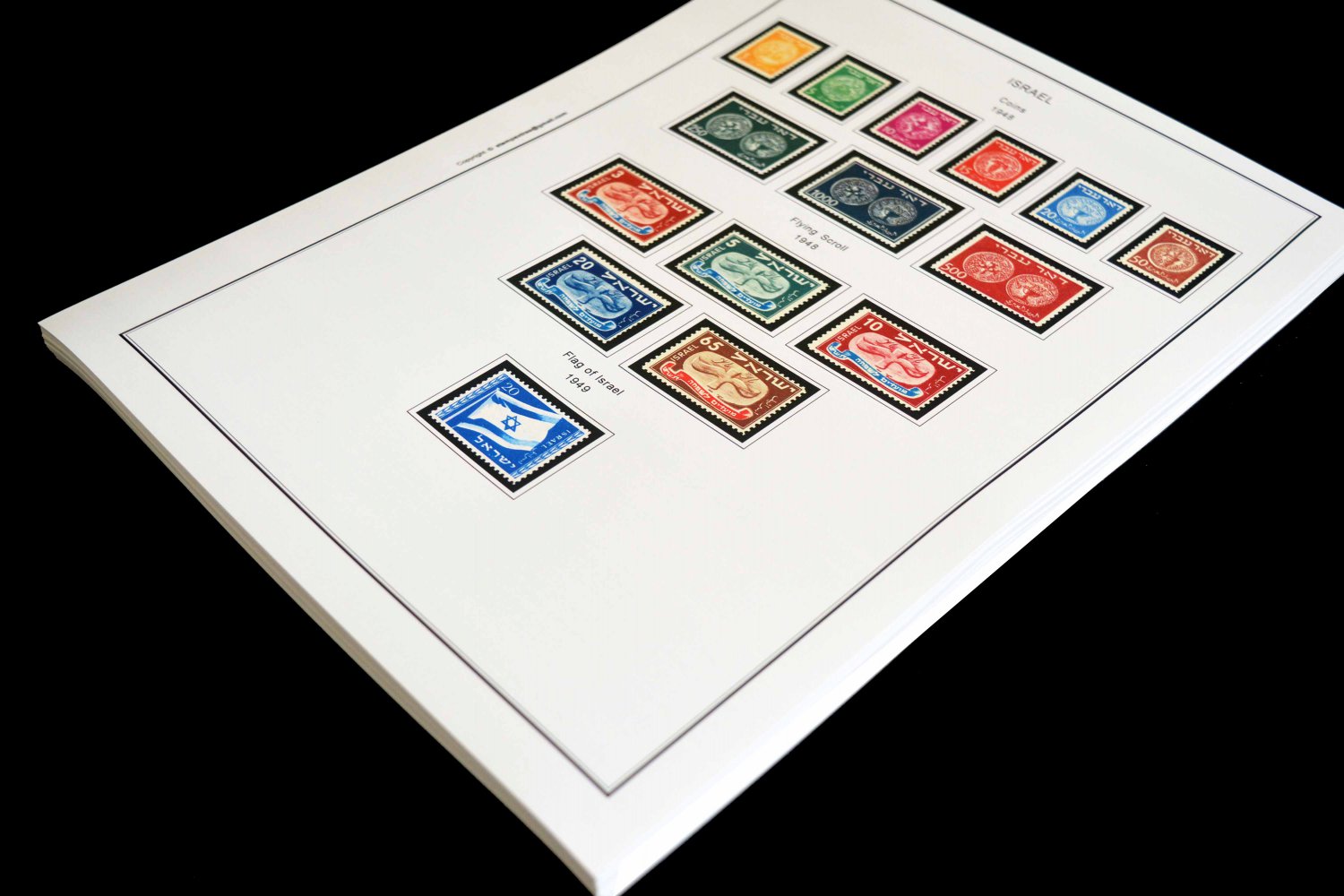 COLOR PRINTED ISRAEL 1948-1970 STAMP ALBUM PAGES (53 illustrated pages)