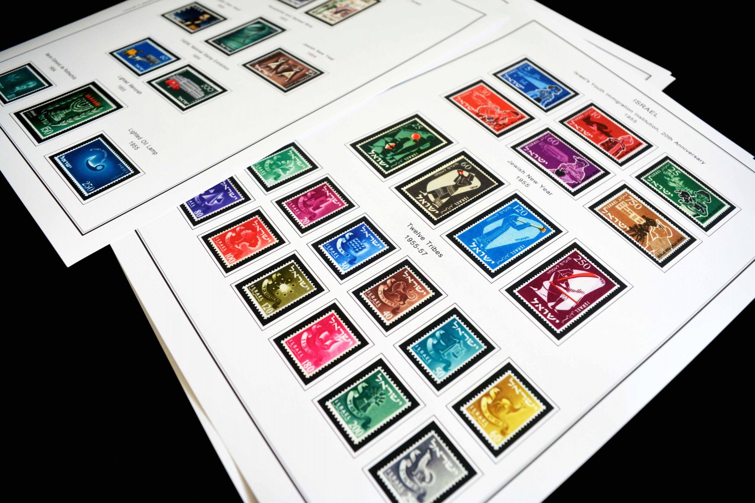 COLOR PRINTED ISRAEL 1948-1970 STAMP ALBUM PAGES (53 illustrated pages)