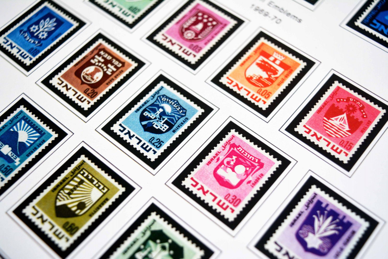 COLOR PRINTED ISRAEL 1948-1970 STAMP ALBUM PAGES (53 illustrated pages)