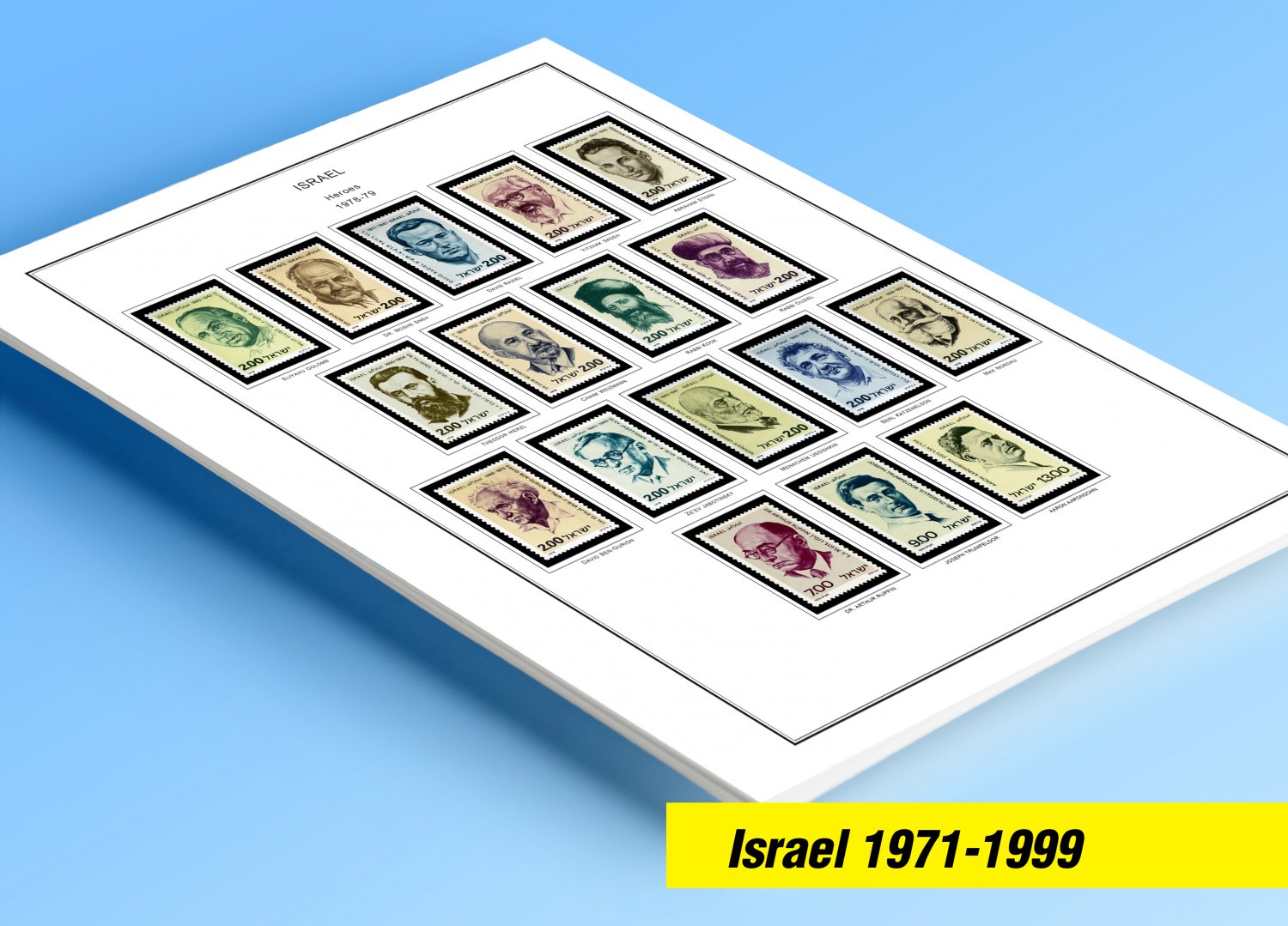 COLOR PRINTED ISRAEL 1971-1999 STAMP ALBUM PAGES (116 illustrated pages)