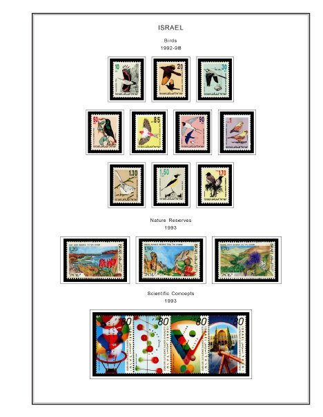 COLOR PRINTED ISRAEL 1971-1999 STAMP ALBUM PAGES (116 illustrated pages)