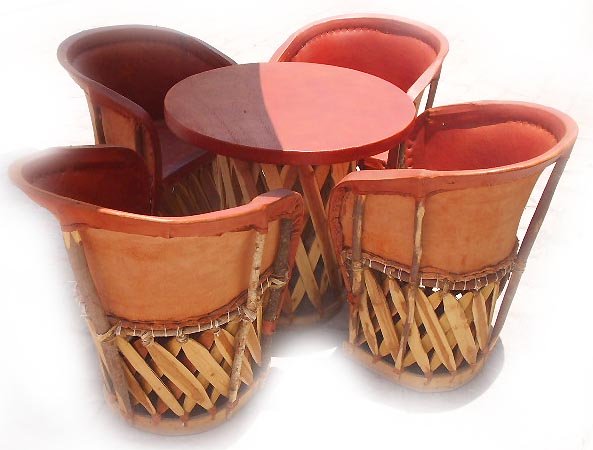 mexican furniture: rustic equipal dining set