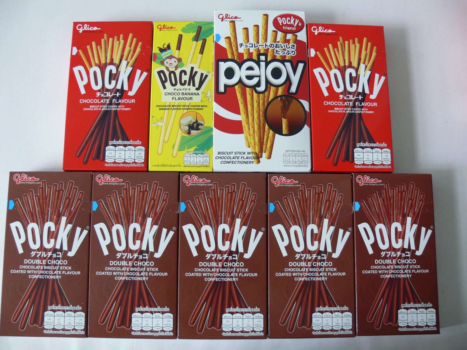 Pocky Glico Chocolate Pejoy Double Banana Milk Biscuit Stick Snack Multi 9
