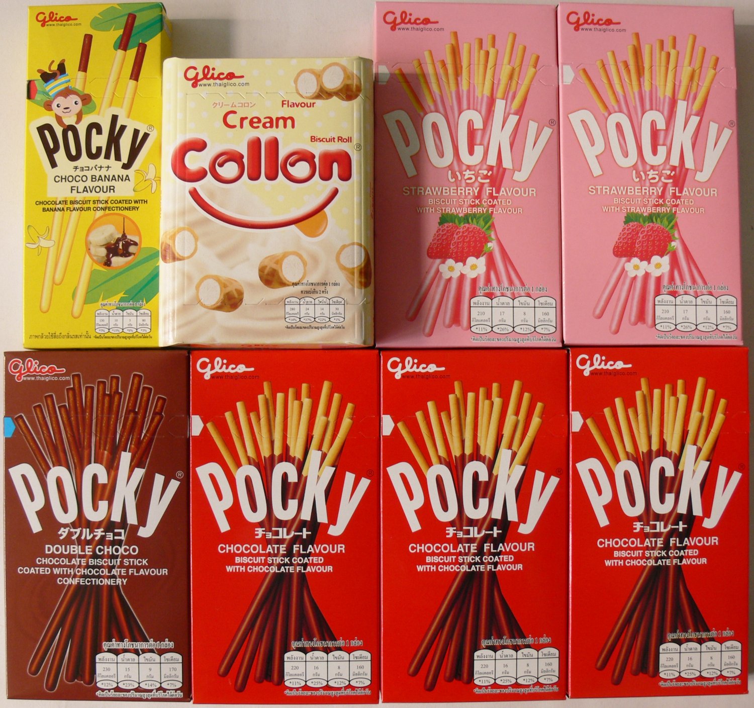 Glico Pocky Chocolate Strawberry Double Banana Cream Biscuit Stick Roll ...