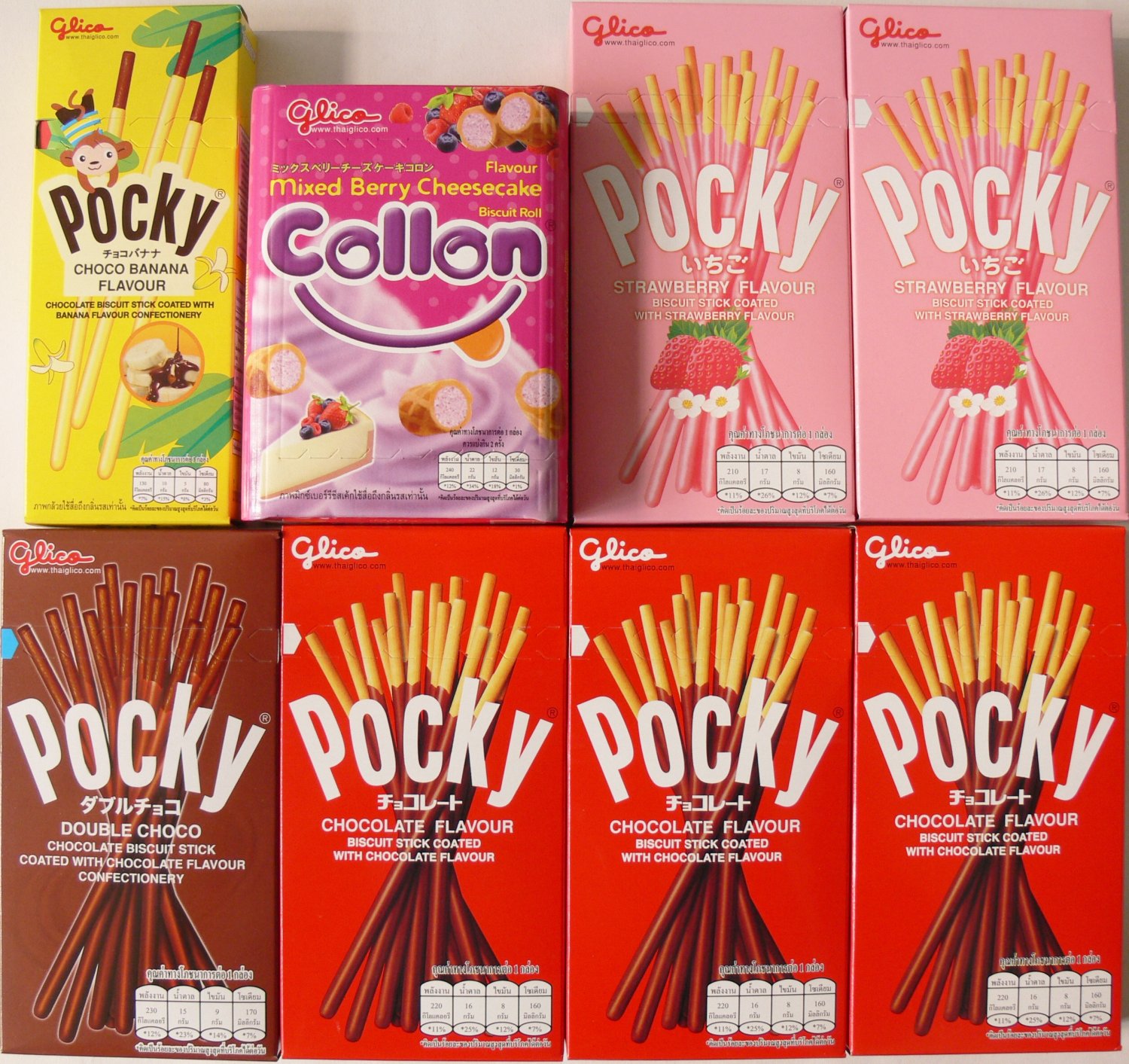Glico Pocky Chocolate Strawberry Double Banana Mixed Berry Cheesecake ...
