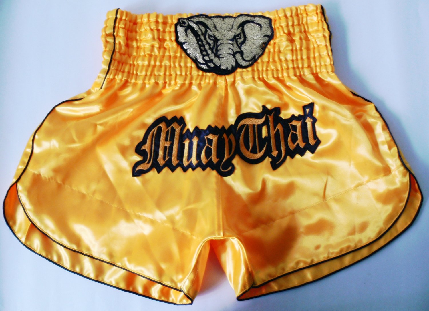 Muay Thai Kick Boxing MMA K1 Shorts Elephant Black Yellow Gold XL ...