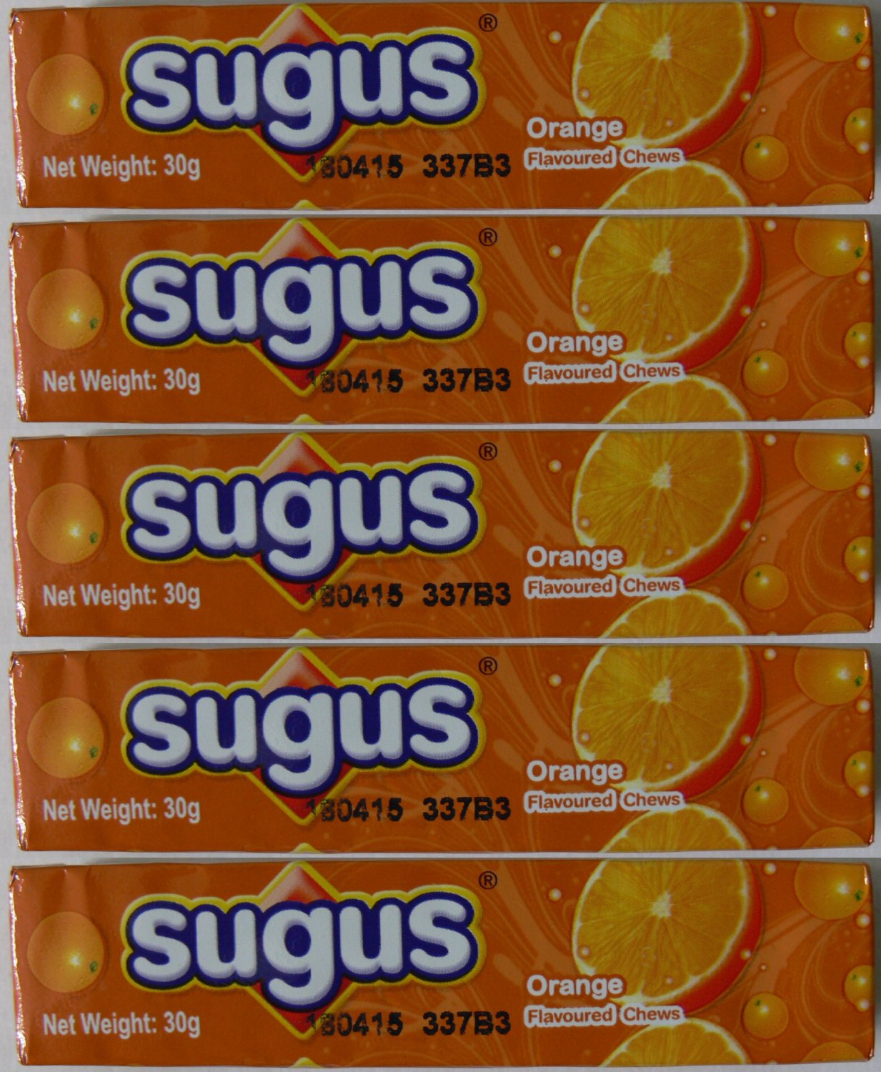 5 Packs Sugus Orange Flavour Flavor Chew Chewy Candy 50 tablets