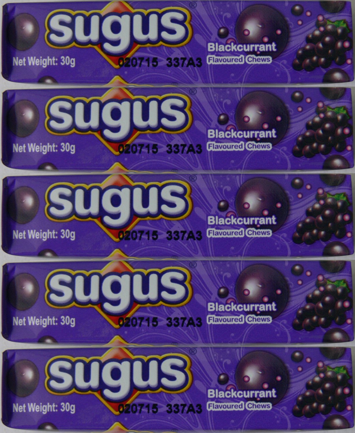 5 Packs Sugus Blackcurrant Flavour Flavor Chew Chewy Candy 50 tablets