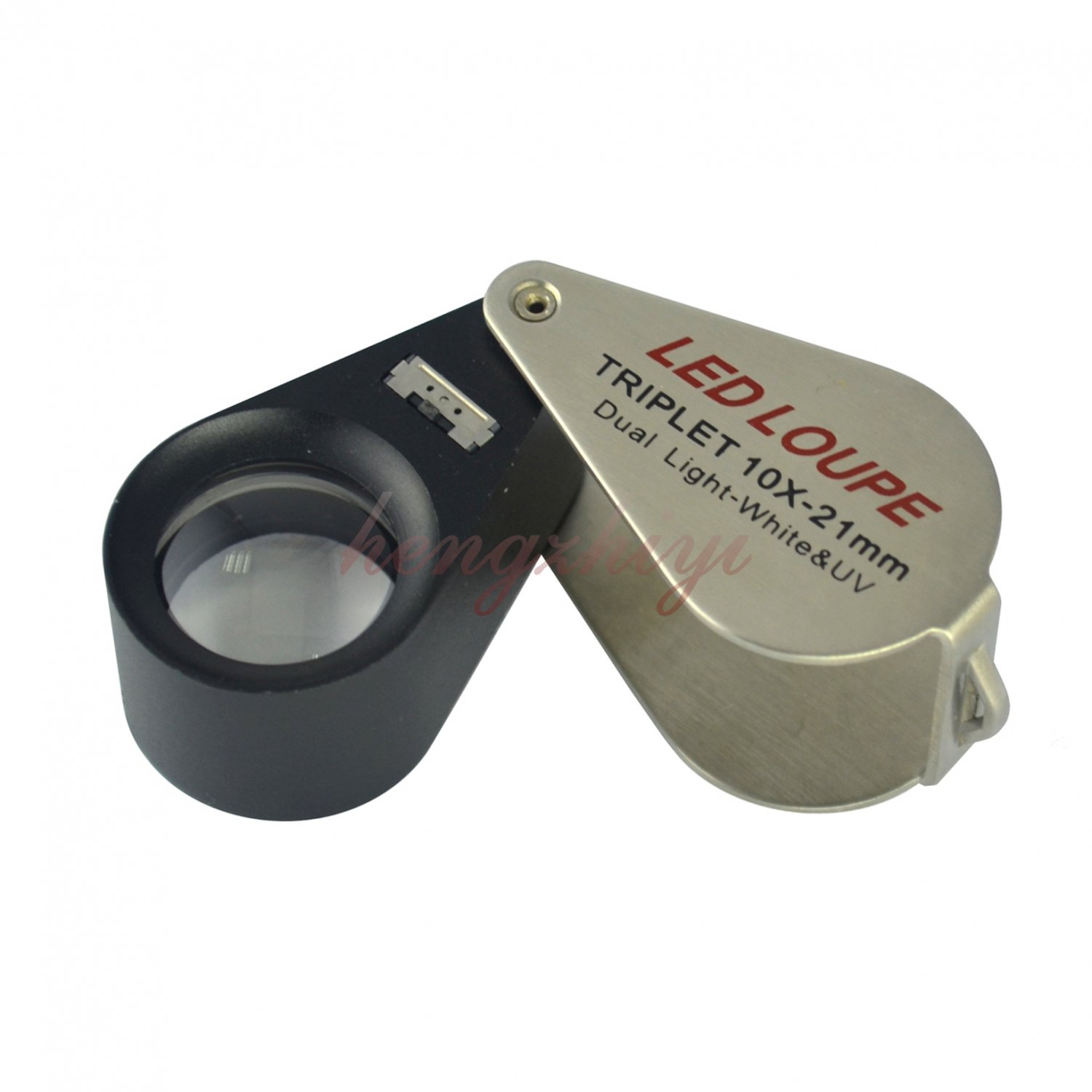10X Diamond Gem Loupe w LED +UV Light + 21mm Achromatic Aplanatic Len ...