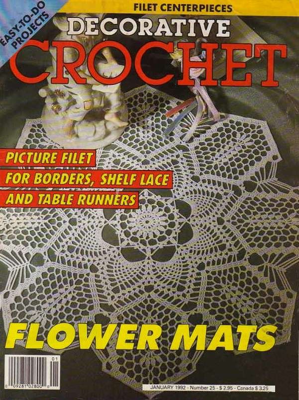 DECORATIVE CROCHET 1992 JANUARY 25 FILET CENTERPIECES PICTURE FILET ...