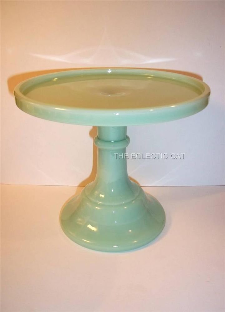 Mosser Glass JADE JADEITE MODERNE RETRO STYLE 6" CAKE STAND PEDESTAL ...