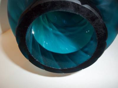 BLENKO HANDMADE GLASS SEABREEZE BLUE SATIN 9.5" CHRISTMAS TREE Made in ...