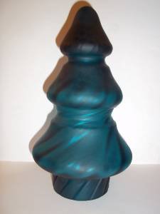 BLENKO HANDMADE GLASS SEABREEZE BLUE SATIN 9.5" CHRISTMAS TREE Made in ...