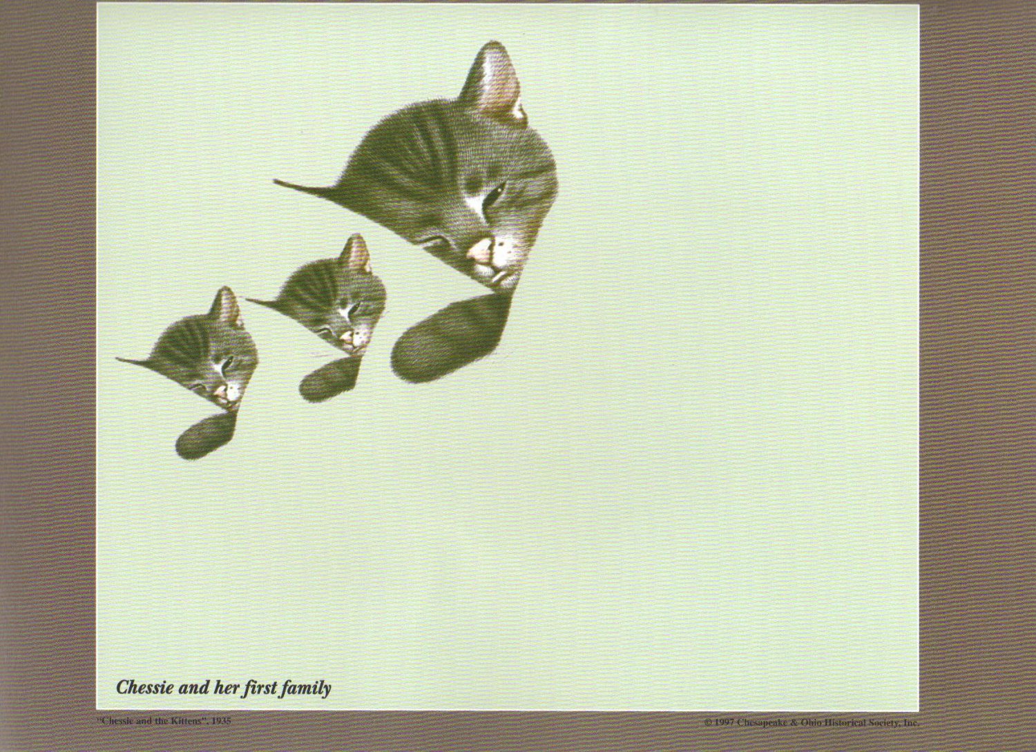 Set of Four Vintage CHESSIE CAT Kitten C & O Railroad Mascot Prints ...