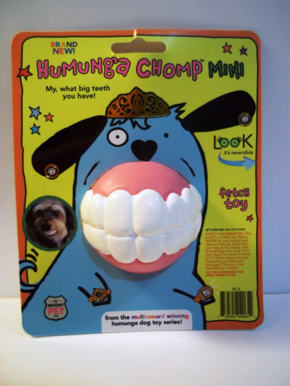 HUMUNGA CHOMP MINI Funny Teeth Rubber Pet Dog Toy Fetch Ball for SMALL DOGS