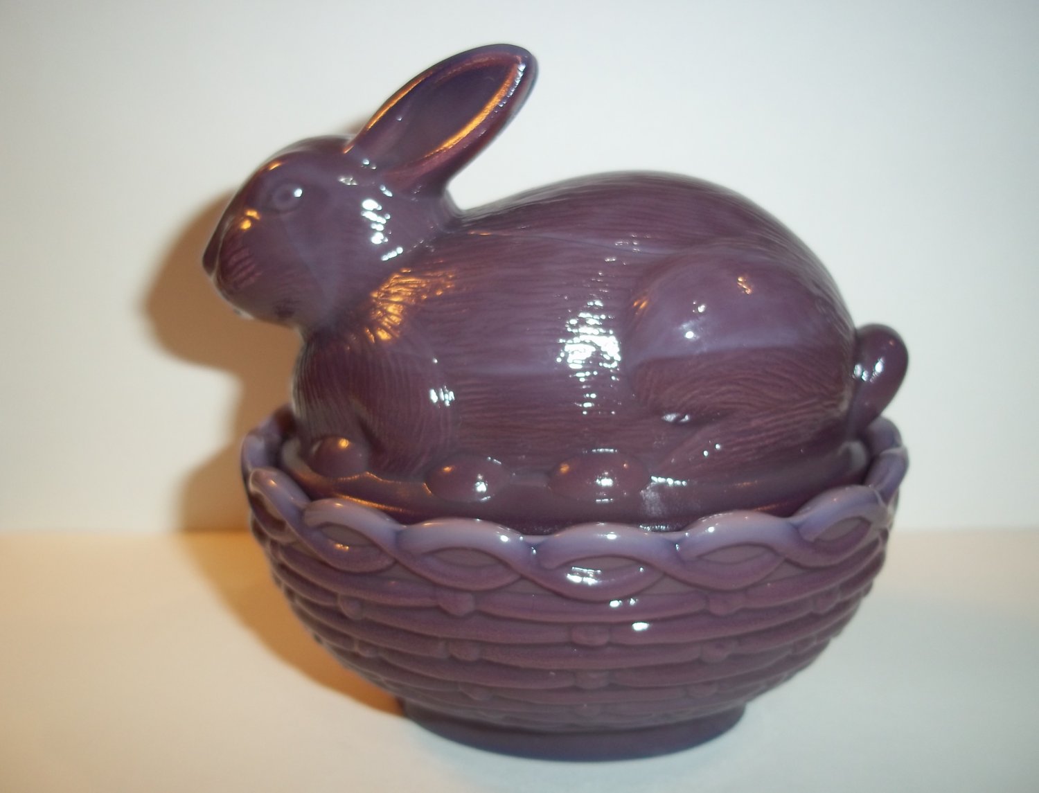 Mosser Glass Eggplant Purple Easter Bunny Rabbit Basket Box Covered ...