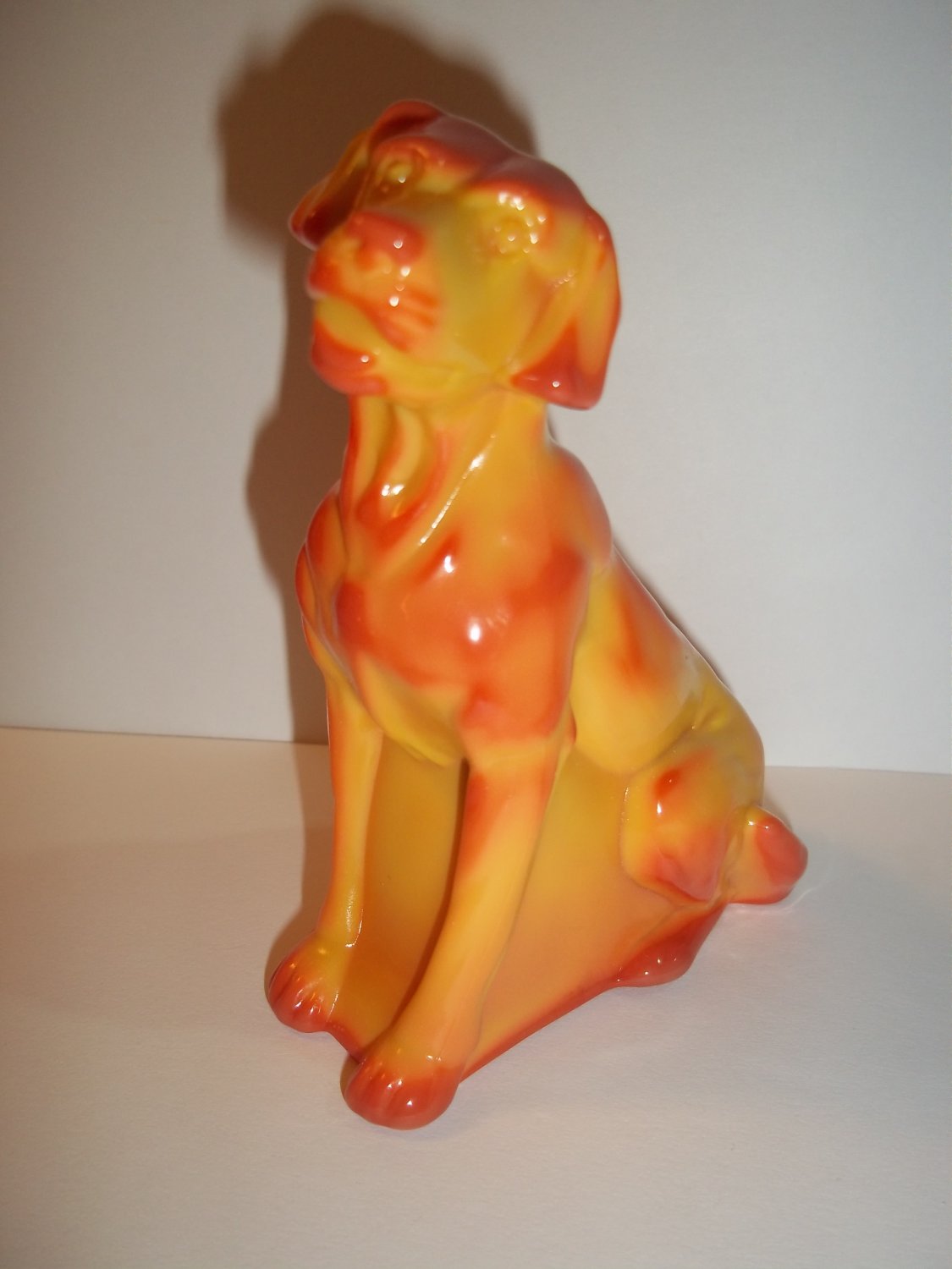 Mosser Glass Pumpkin Orange Swirl Labrador Lab Dog Figurine Paperweight