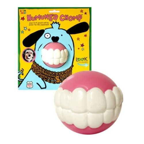HUMUNGA CHOMP FUNNY TEETH RUBBER PET DOG TOY FETCH BALL NEW!