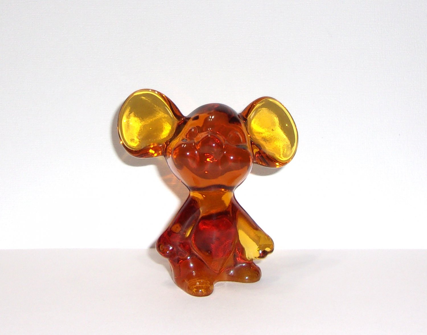 Fenton Glass Amber Transparent Mouse Figurine Mosser Made In USA