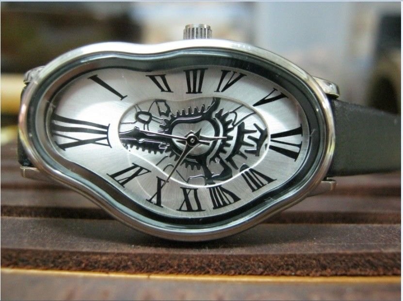 Wave Wavy Time Warp Leather Wrap Dali Fluid Watch